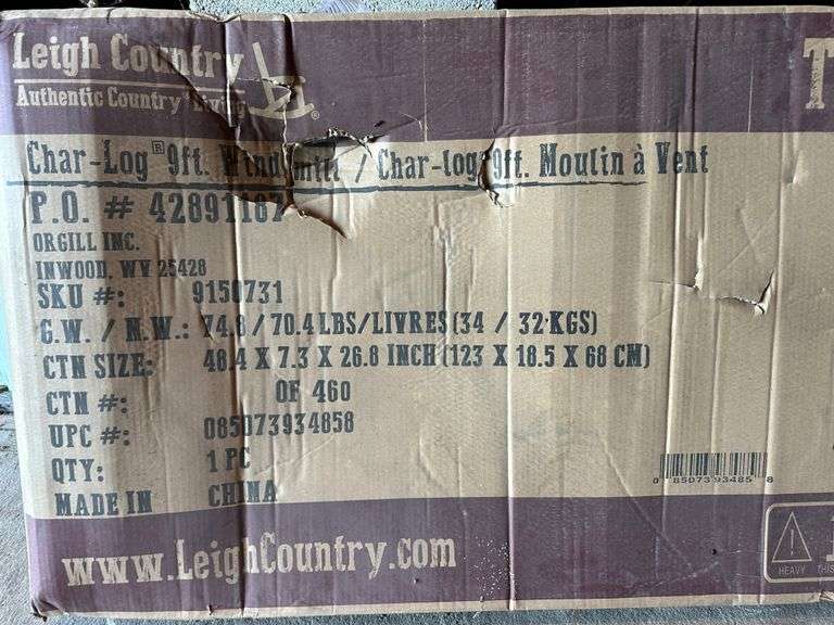 Leigh Country Char-Log 9' Windmill, Model TX93485, New. NOTE: This item ...