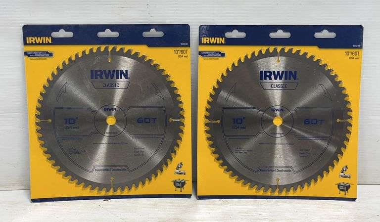 (2) Irwin no. 1826246 60-tooth construction trim/finish saw blades, 10 ...
