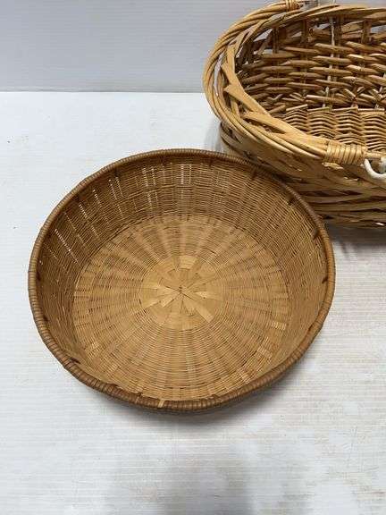 (3) Baskets, 2- Handmade, and 1- with carrying handles, include: One- 6 ...