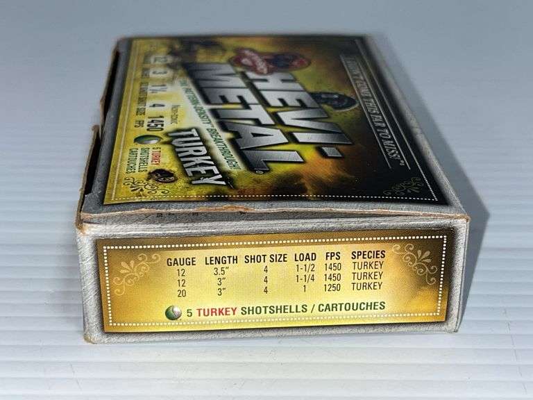(5) Rounds of heavy metal turkey 12-gauge, 3" No. 4 shot, new ...