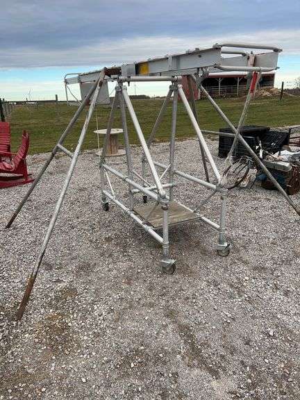 Vertical rolling ladder, with outriggers, man basket- 12' to 15'H, very ...