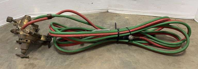 NCG Torch hose with gages, and torch head, unknown hose length, used ...