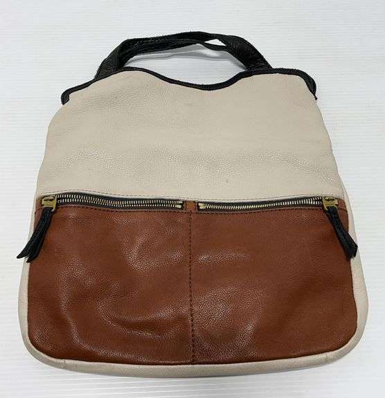 Fossil leather tri-color hobo bucket bag, real soft and lots of pockets ...