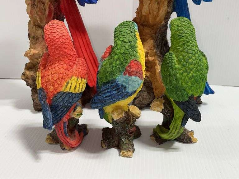 (2) Large parrots, rein, 16"H; (3) Small parrots, resin, 7"H - Albrecht ...