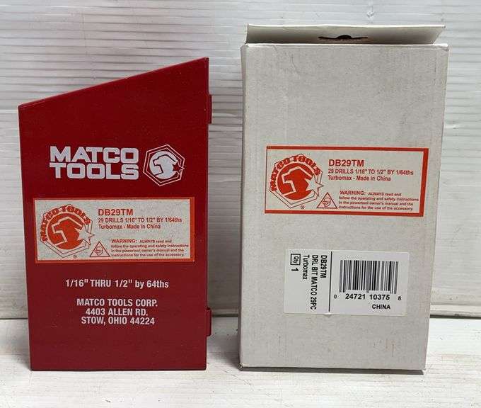 MATCO Tools DB29TM 29-piece drill bit set, 1/16" to 1/2" in 1/64 ...