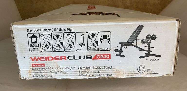 Weider Club C240 Bench with Adjustable Weights - Albrecht Auction Service