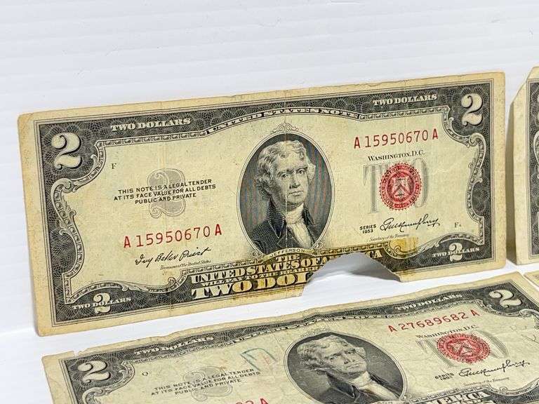 (4) Red seal $2 bills, fair - Albrecht Auction Service