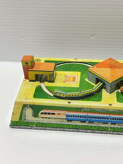 1960s Soviet Russian wind-up tin toy dual train set, 8"W, excellent ...