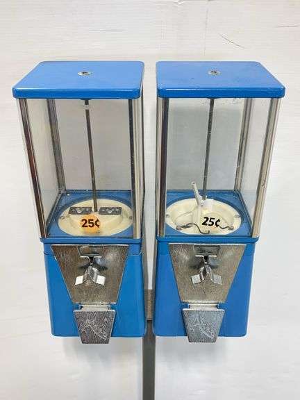 (2) Astro gumball machines on a cast iron stand, both work, locks will ...