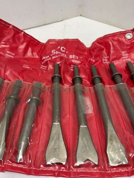 8-Pieces air chisel set, up to 7"L - Albrecht Auction Service