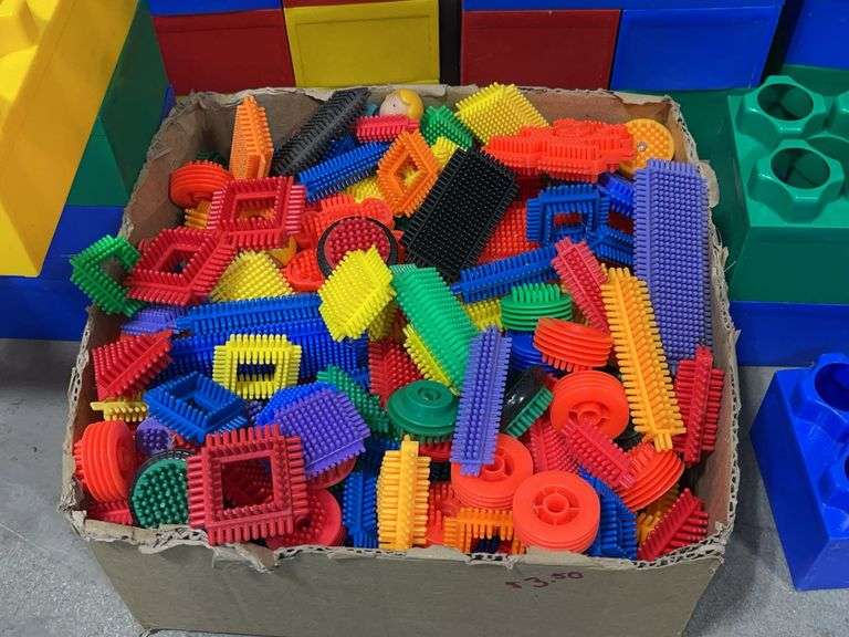 Over (100) Pieces of Jumbo building blocks, and a box filled with spike ...