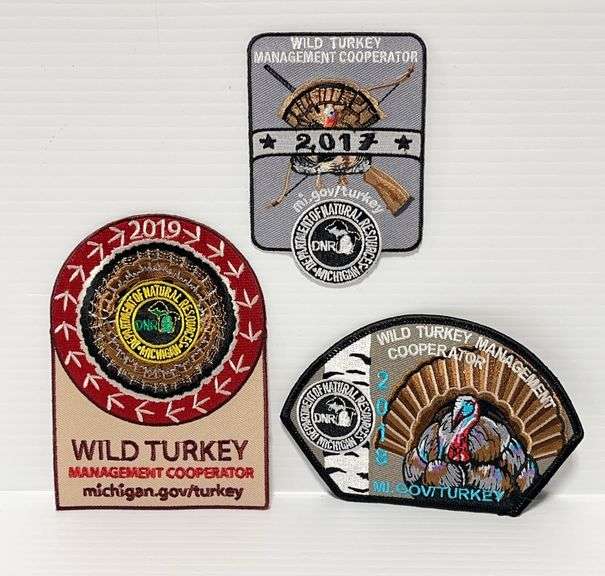 (3) Michigan successful turkey hunter patches, includes: 2017, 2018 ...