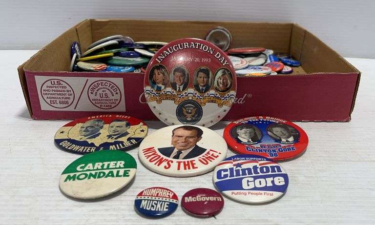 Group of approx. (75) to (100) Older political pins, dates back to ...