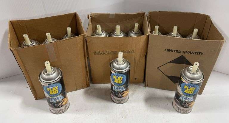 (18) Flat Aid 12 oz. tire sealer and inflator, three boxes, new ...
