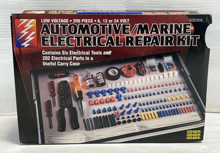 208-Piece auto/marine electrical repair kit, includes: Terminals, cable ...