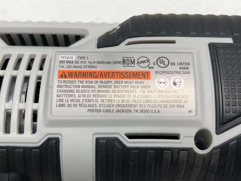 Porter Cable 20V tiger saw with battery and charger, new - Albrecht ...