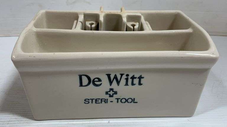 1940s De Witt Steri-Tool barber's ceramic sterilization container, 9.5 ...