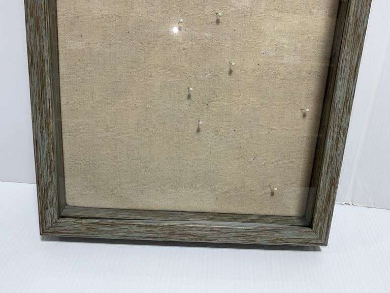 Gray wood-look framed glass front shadow box pinboard display box ...