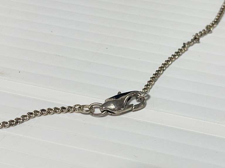 7K Antique necklace, white gold, 6.3g, 20"L, sturdy chain, unusual gold ...