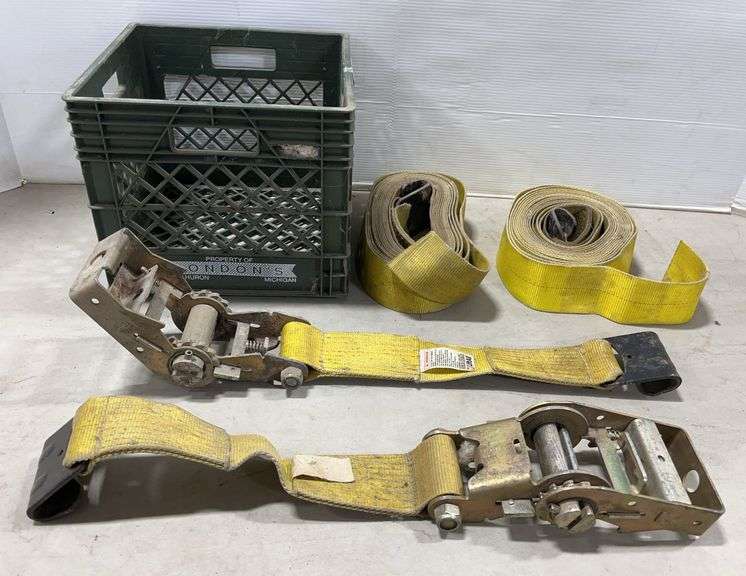 (2) 3" Ratchet straps, unknown lengths, good - Albrecht Auction Service