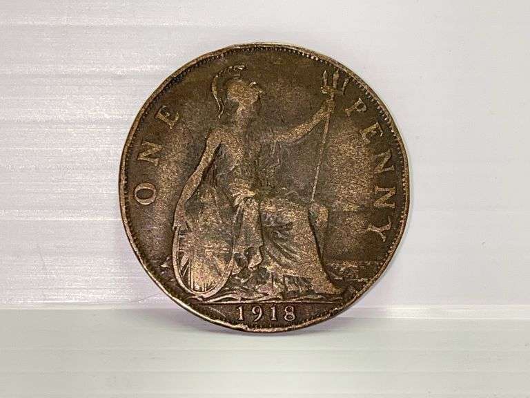 1918 British 1 Penny, King George V era; 1943 Australian penny; (2 ...