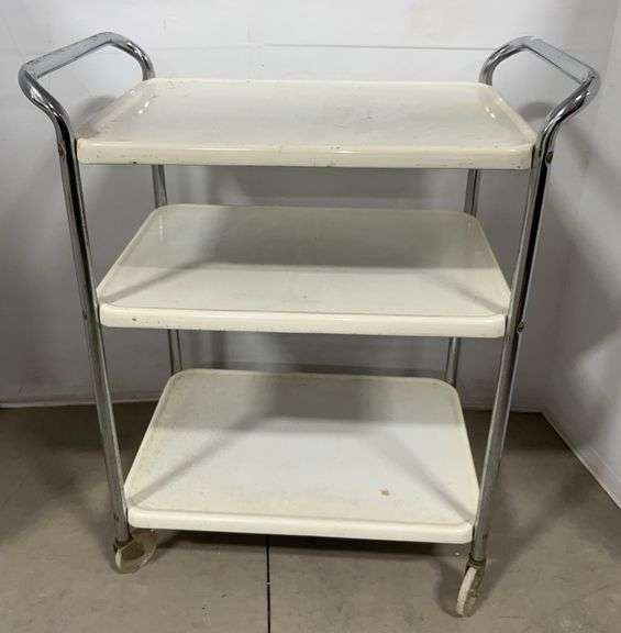 3-Level metal rolling cart, 28" x 17" x 33" - Albrecht Auction Service