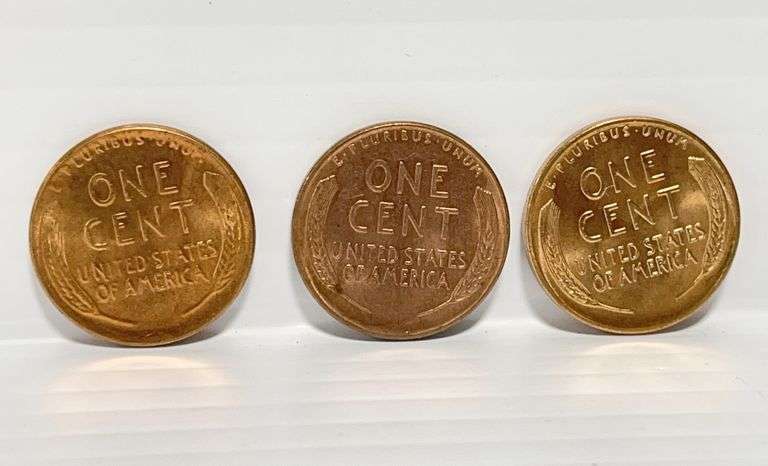 (3) UNC Lincoln pennies, hard to find, include: 1955, 1955-S, and 1955 ...