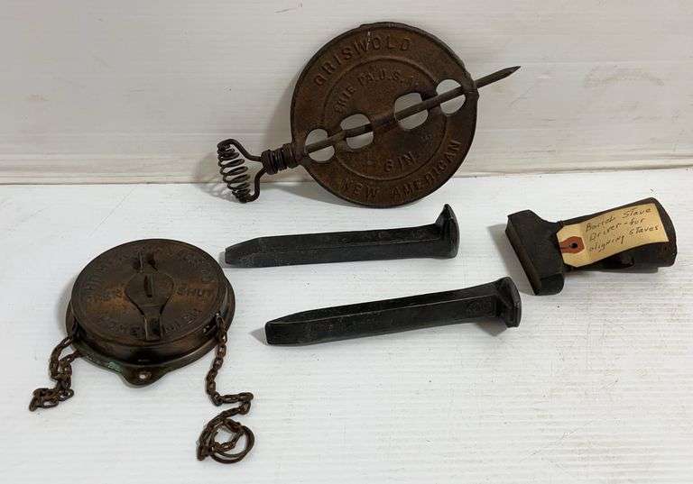 1920s Griswold New American cast iron stove damper, 9"W; Early 1900s ...