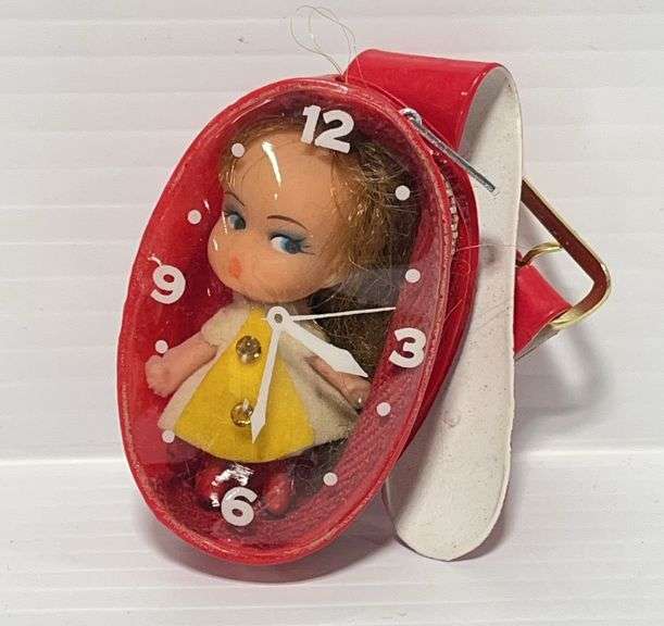Vintage 1960s Mattel "Liddle Kiddle" pocket doll in a red plastic watch ...