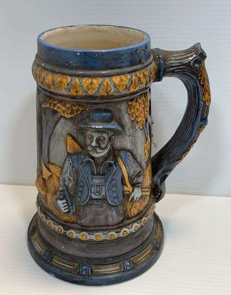 Vintage 1985 Rare hunter stein, hand-painted mug with deer, 8 1/2"H ...