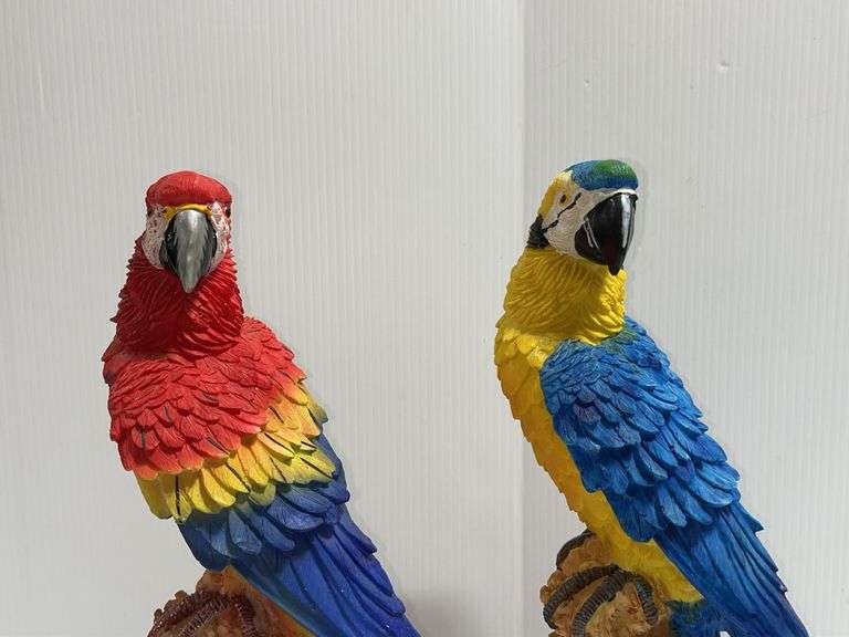 (2) Large parrots, rein, 16"H; (3) Small parrots, resin, 7"H - Albrecht ...