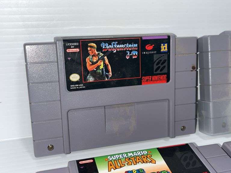 (6) Super NES Games, includes: Wolfenstein 3D, Super Mario All-Stars ...