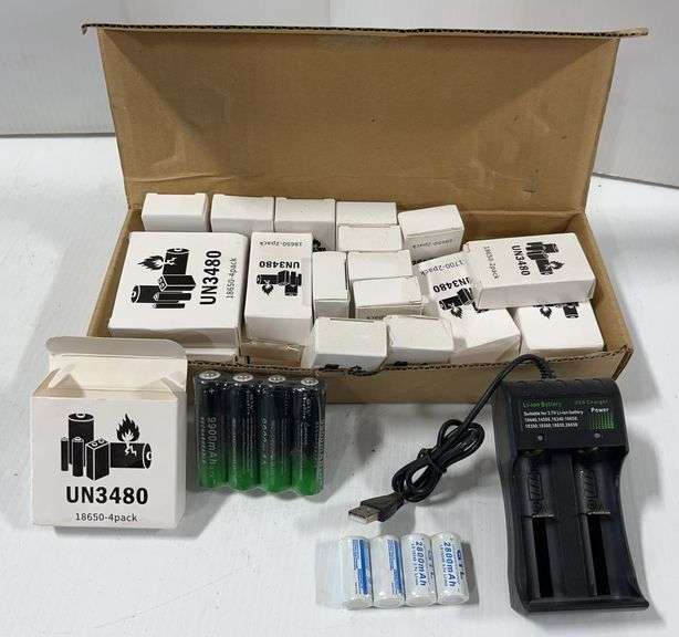 (20) Boxes rechargeable batteries, UN3480, new; Battery- 18650, 16340 ...