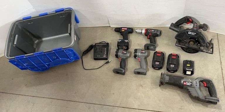 (8) Porter Cable power tools, includes: Power saw sawzall, drill, (2 ...