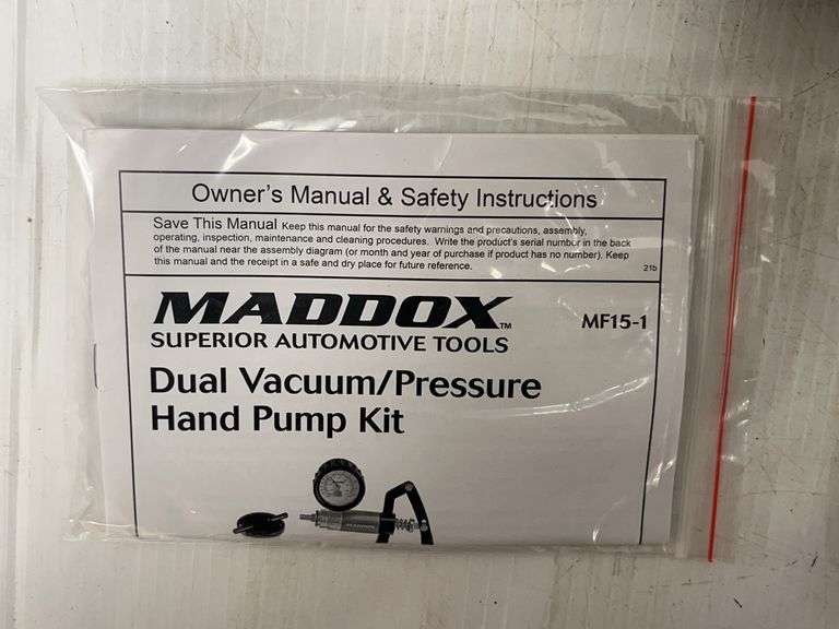 Maddox Dual Vacuum/Pressure Hand Pump Kit, MF15-1 - Albrecht Auction ...
