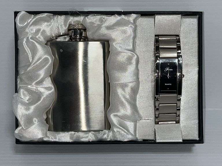 Fondini watch and flask set, flask set- 4"H, NIB - Albrecht Auction Service