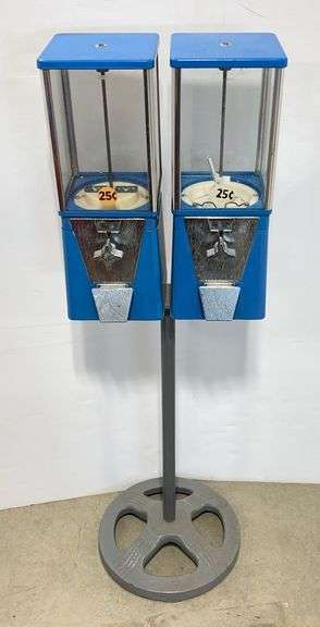 (2) Astro gumball machines on a cast iron stand, both work, locks will ...