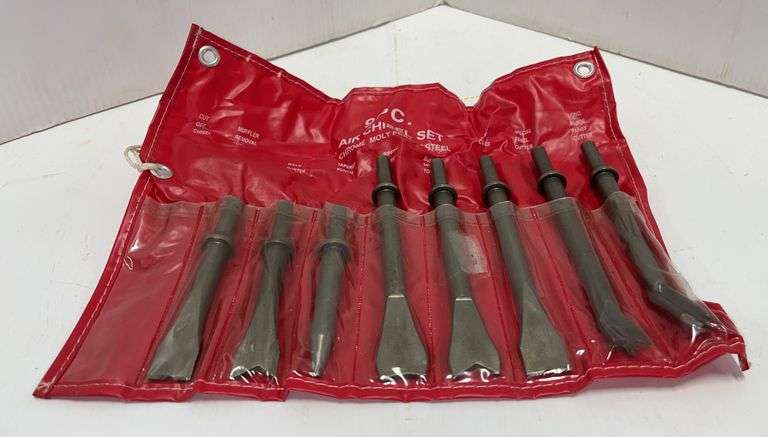 8-Pieces air chisel set, up to 7"L - Albrecht Auction Service
