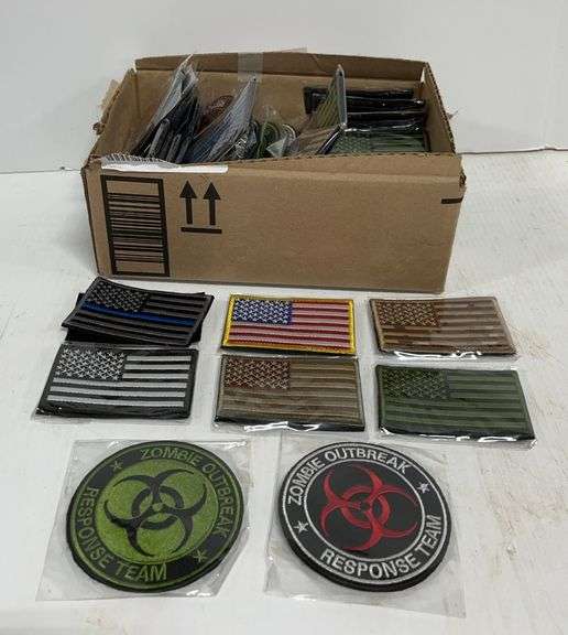 (50) American Flag patches; (20) Zombie outbreak patches, all velcro ...