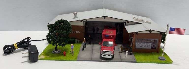 Menards HO Fire Station Prototype, roof has animated roof vent, fire ...