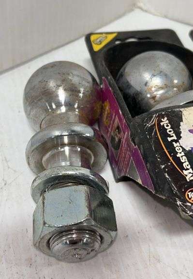 (5) Assorted trailer balls, 1" shank, includes: 2- Master Lock, 2", NIB ...