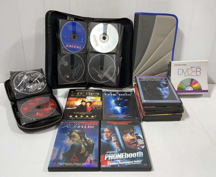 Movie DVD and music CDs, includes: (8) DVD-R, new; (9) DVD's, used ...