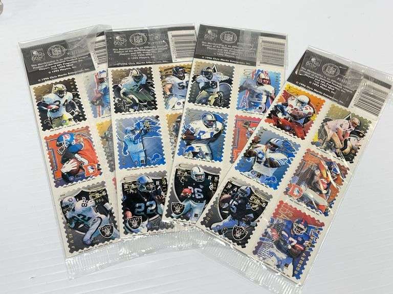 1996 Crown Pro NFL stamp collector album, includes: (48) Player stamps ...