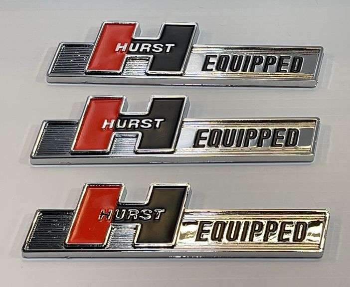 (3) Hurst Equipped emblems, each- 5"W - Albrecht Auction Service