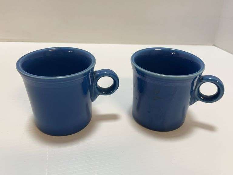 (7) Teal coffee cups, and (6) Fiesta lapis blue coffee cups, up to 4"H ...