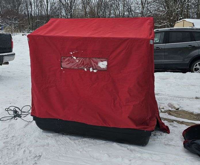 Eskimo Quick-flip 3 ice shanty, 67"W x 84"L, sled-36"W x 67"L, has ...