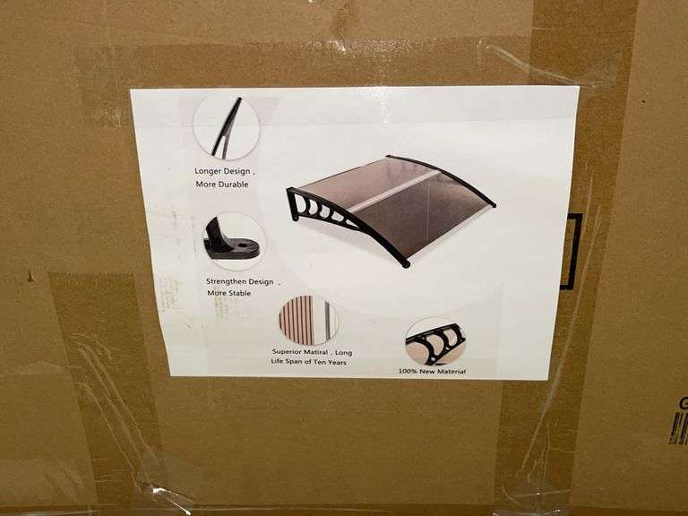 Outdoor window/door awning, 39" x 35.4", NIB - Albrecht Auction Service