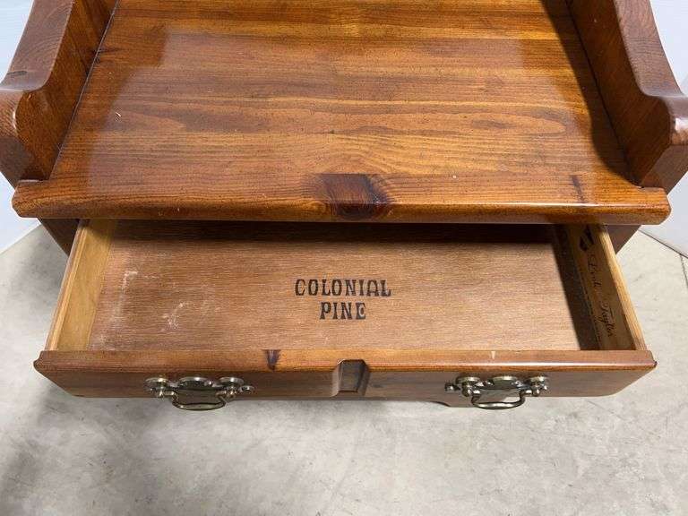 Link Taylor Mfg. colonial pine night stand, two drawer with open bottom ...