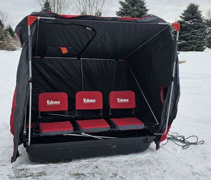 Eskimo Quick-flip 3 ice shanty, 67"W x 84"L, sled-36"W x 67"L, has ...