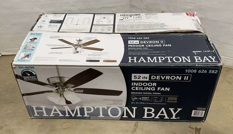 Hampton Bay "Devron II", ceiling fan with LED light kit, 52" fan is ...